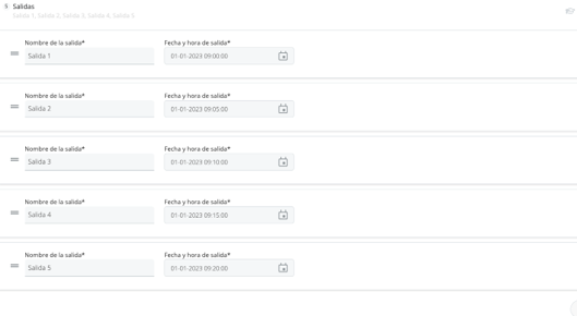 Multiples Salidas – timingsense